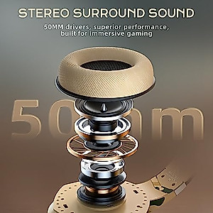 YINSAN Gaming Headset for Xbox One, PS4 Headset with Mic, Stereo Surround Sound, Noise Cancelling Microphone & One-Key Mute, Cool Camo Gaming Headphones for Nintendo Switch PS5 PC