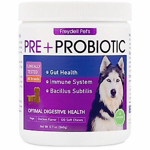 FREYDELL Pets Probiotics for Dogs Dog Upset Stomach Relief Dog probiotic, Fiber Supplement for Dogs, Yeast Infection Treatment for Dogs & Dog Diarrhea Medication, Probiotic for Dogs of All Ages.