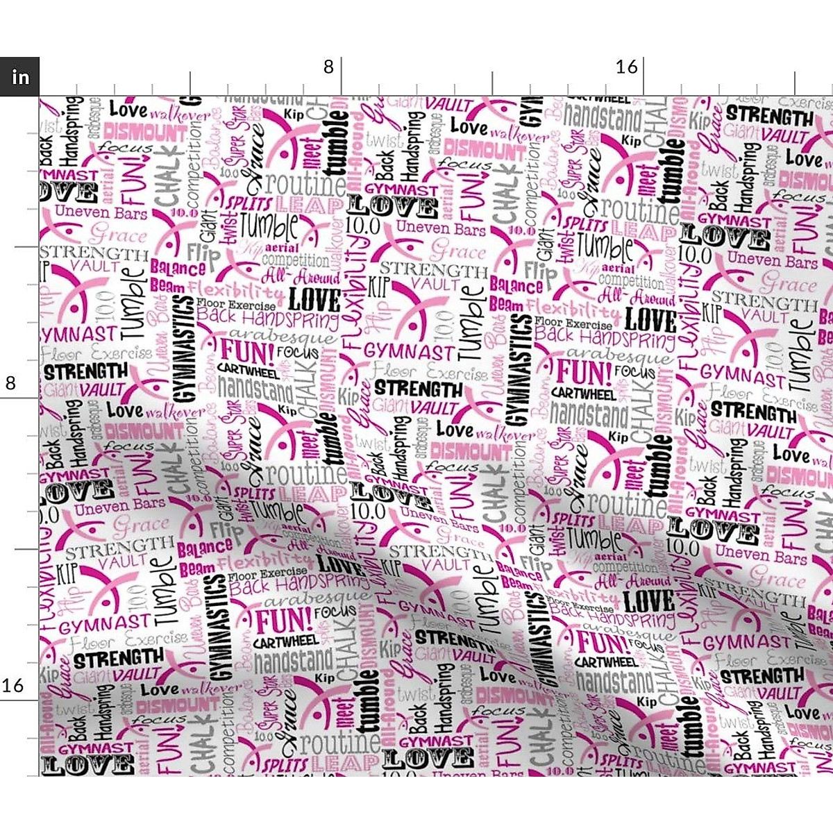Spoonflower Fabric - Gymnastics Pink Gymnast Printed on Petal Signature Cotton Fabric Fat Quarter - Sewing Quilting Apparel Crafts Decor