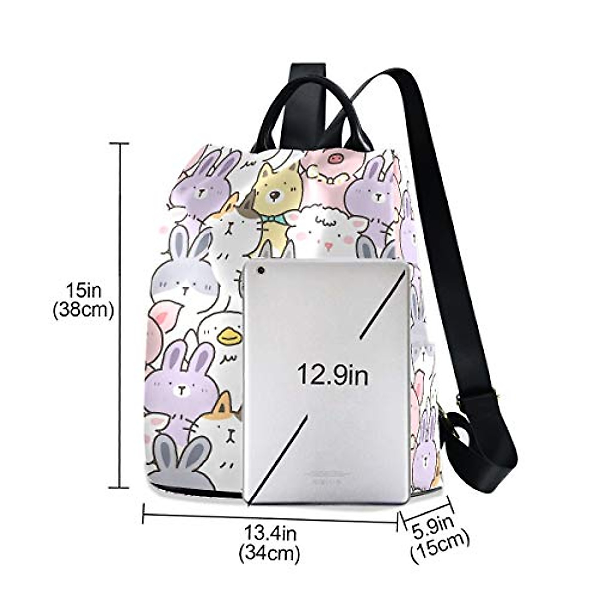 ALAZA Cute Animal Cat Pig Rabbit Sheep Backpack for Daily Shopping Travel