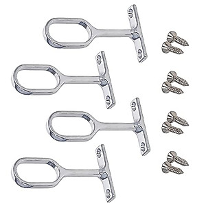 Yinpecly 0.63" x 1.18"(WxL) Zinc Alloy Oval Closet Rod Support Bracket Without Screws for Wardrobe Cupboard Clothes Hanging Silver Tone 4pcs