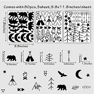 Woodland Animal Wall Decals Camping Wall Stickers Black Tree Animal and Mountain Wall Stickers Forest Animal Wall Decals for Kids Bedrooms Woodland Nursery Decor