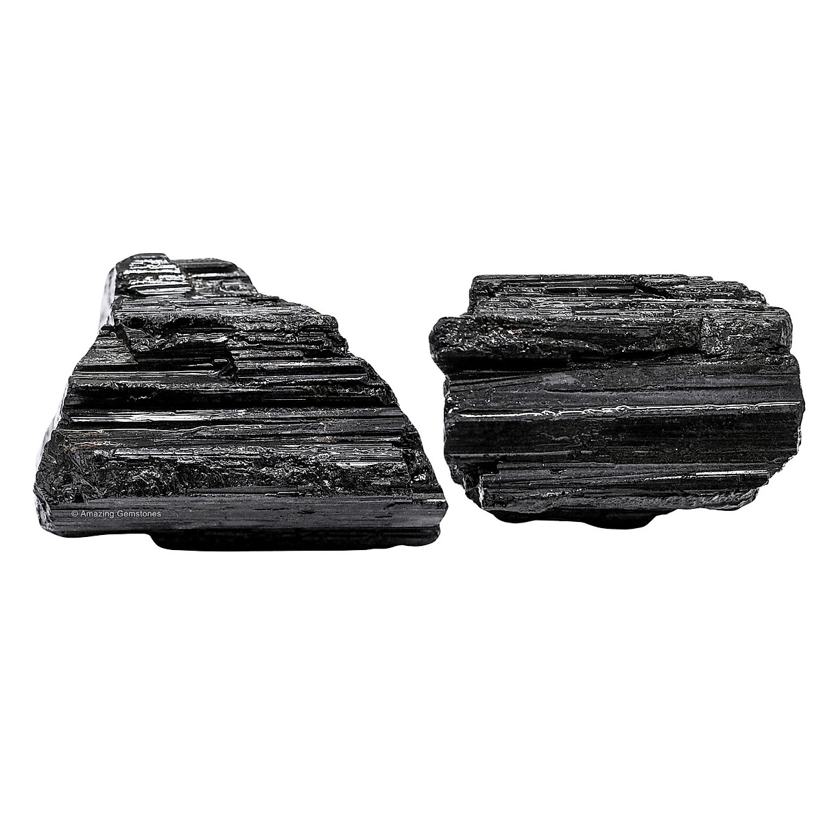 2 Pieces Black Tourmaline Raw Crystals and Healing Stones, Natural Rocks for Tumbling and DIY Raw Stones and Crystals