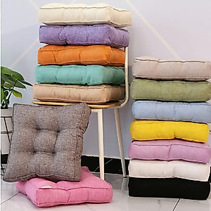 ETULLE Soft Linen Chair Seat Cushion, Thick Comfortable Square Seat Cushions, Home Kitchen Interior Dining Office Chair Cushion (Red, 19.6 inch)