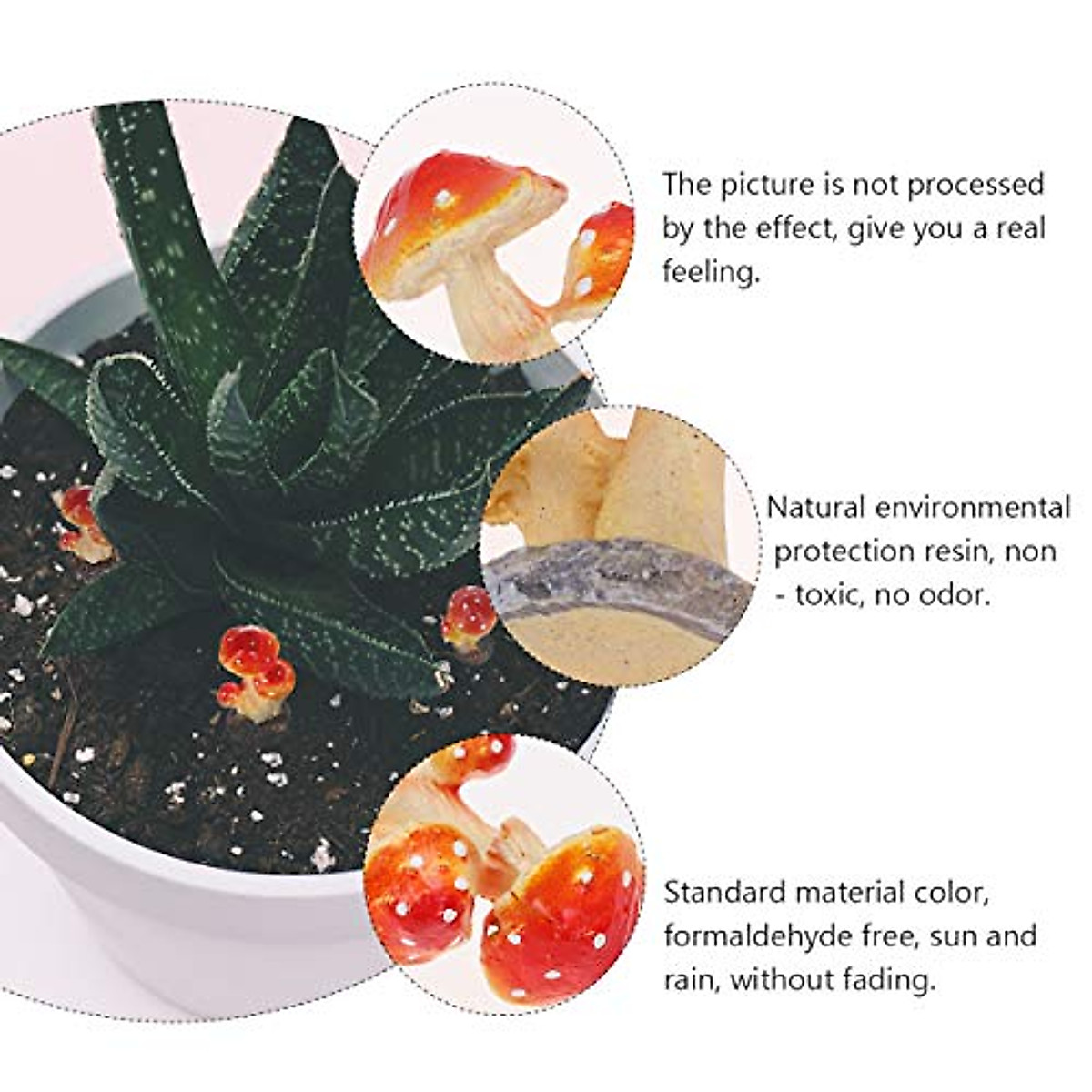 DOITOOL 6pcs Mini Mushroom Fairy Garden Miniature Figurines Mushroom Resin Figures for Garden Ornaments Plant Pots Bonsai Crafts Micro Landscape Decoration