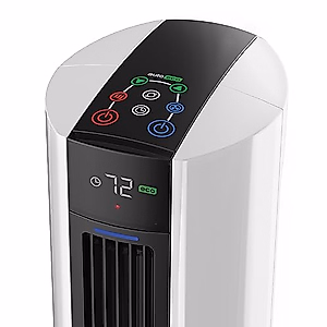 Lasko 1500 Watt 4 Speed Quiet Bladeless Multi Function Remote Control Comfort Control Tower Fan and Space Heater with 3 Heat Settings, White