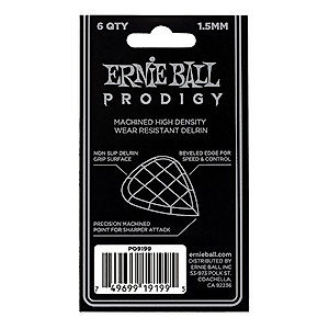 Ernie Ball Prodigy Guitar Picks, Standard, Black 1.5mm, 6-pack (P09199)
