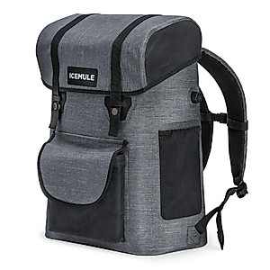 ICEMULE Urbano Backpack Cooler – Padded Straps, 100% Waterproof, 24+ Hours Cooling, Soft Sided Cooler for Hiking, Camping & Picnics, 30 Liter, Fits 20 Cans + Ice, Snow Grey