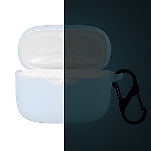 kwmobile - Case Compatible with JBL Tune 230 NC TWS / T230NC - Case Glow in The Dark Cover Made of Silicone - Light Blue