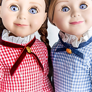 The Queen's Treasures 18 Inch Doll Clothes, Little House on The Prairie Authentic Set of 2 Laura & Mary Ingalls Check Dresses, Compatible for Use with American Girl Dolls