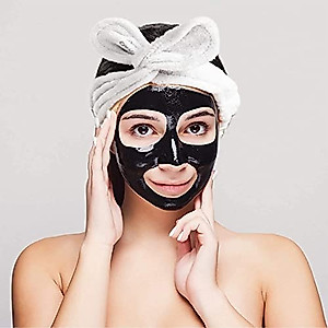 SKYPIA Hairband, 2 PCs Cute Rabbit Fleece Headband for Face Washing, Beauty, Makeup, Shower, SPA, Sports, Yoga, Costume Party, Unisex (White & Gray)