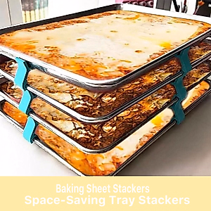 Baking Sheet Stackers, Baking Sheet Stacking Clips, Baking Tray Stackers,Safe and Heat-Resistant Sheet Pan Stacking Clips for Restaurants, Kitchen, Picnic (32, Light blue)