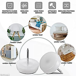 100Pcs Furniture Sliders for Hardwood Floors - Chair Leg Floor Protectors Nail Furniture Slider Nylon Sliders for Moving Furniture Table Feet Glides - 18mm Furniture Pads for Chair Leg Protectors