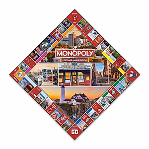 MONOPOLY Board game - Portland ME Edition: 2-6 Players Family Board Games for Kids and Adults, Board Games for kids 8 and up, for Kids and Adults, Ideal for Game Night