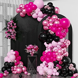 RUBFAC 110pcs Hot Pink Balloons Latex Balloons Different Sizes 18 12 10 5 Inch Party Balloon Kit for Birthday Baby Shower Wedding Princess Theme Party Decoration