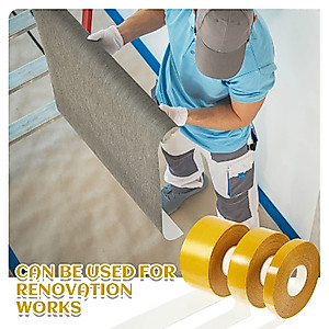 3 Rolls Double Sided Tape Heavy Duty, 0.59/1.18/2 Inch x 66 ft (20m) Clear Fiberglass Mesh Strong Wall Adhesive Tape, Removable Sticky Waterproof Two Sided Mounting Tape for Carpet, Wall, Craft