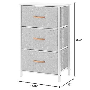 AZL1 Life Concept 3 Drawers Fabric Dresser Storage Tower, Organizer Unit for Bedroom, Closet, Entryway, Hallway - Light Grey