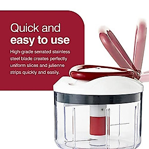 Zyliss Easy Pull Food Processor - Pull Chopper and Manual Food Processor - Handheld Vegetable Slicer and Dicer - For Travel, Camping, Small Kitchens, and RVs - Dishwasher Safe