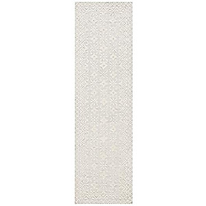 SAFAVIEH Blossom Collection Runner Rug - 2'3" x 12', Grey & Ivory, Handmade Wool, Ideal for High Traffic Areas in Living Room, Bedroom (BLM114F)