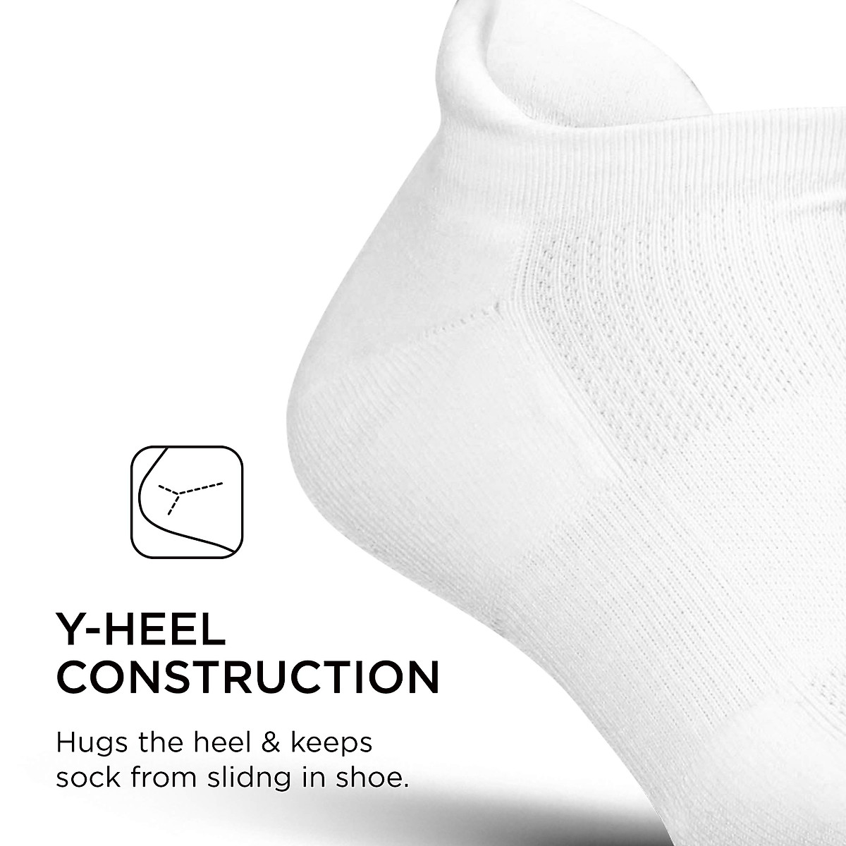 Feetures High Performance Max Cushion Ankle Sock - No Show Socks for Women & Men with Heel Tab - White, L (1 Pair)