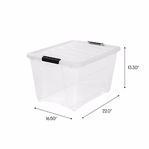IRIS USA 53 Qt. Plastic Storage Container Bin, Large & 6 Quart Large Clear Plastic Storage Bins with Lids and Secure Latches, 6 Pack, Organizing Container, Clear/Violet