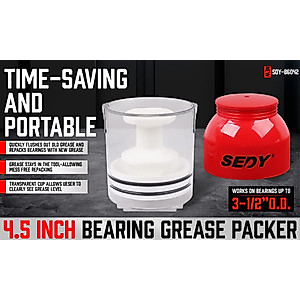 Premium Bearing Packer Kit - Effortlessly Flushes Old Grease and Repacks Wheel Bearings - Compatible with
