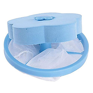 Strnek Washing Machine Blossom-Shape Flower Washing Machine Hair Removal Laundry Ball Floating Filter Mesh Bag(Blue)