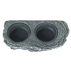 REPTIZOO Reptile Magnetic Feeder Ledge, Double Bowl Reptile Food Dish with 6PCS Feeding Cups Food Water Feeder for Crested Gecko Lizard Chameleon Pets