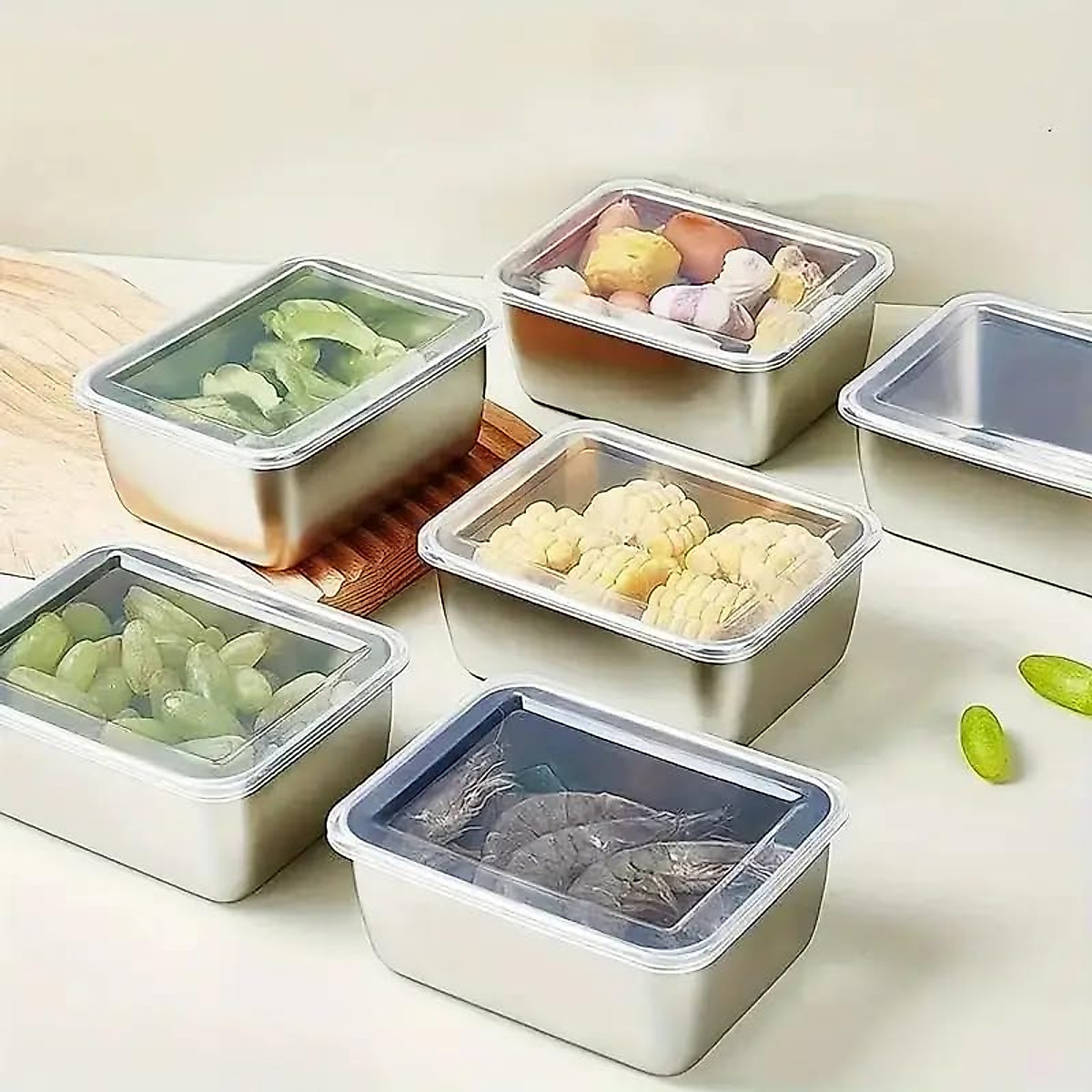 Souso 6pcs Stainless Steel Stacking Food Containers with Lids, Reusable Snack & Prep Containers for Office, sp-00018