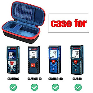co2CREA Hard Travel Case Replacement for Bosch GLM 50 C/GLM 40 / GLM 165-10 / GLM 165-40 Enabled 165’ Distance Measure (Black Case + Inside Blue + Red Zipper)