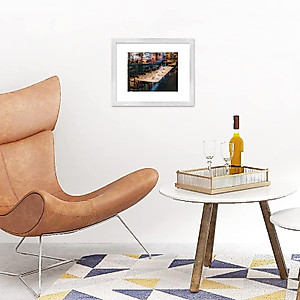 Golden State Art, 16x20 Wooden Picture Frame - Mat for 11x14 Photos - Real Glass - Horizontal and Vertical Wall Display, Great for Engagement, Wedding, Silver, 1 Pack