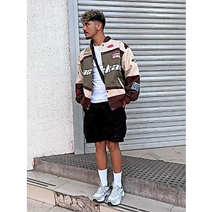 Aelfric Eden Blackair Men's Varsity Jackets Womens Bomber Jackets Vintage Motorcycle Racer Jacket