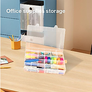 LZLMQSSA Large 24 Grids Plastic Organizer Box Adjustable Dividers,Clear Storage Box for Jewelry, Art DIY Crafts, Fishing Tackles, Beads and Small Parts(2 Pack)