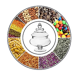 Livejun Glass Apothecary Jars Clear candy Buffet Display Small Elegant Storage Jars Decorative cookies Storage Clear Glass Canisters for Kitchen Wedding Party Set of 2