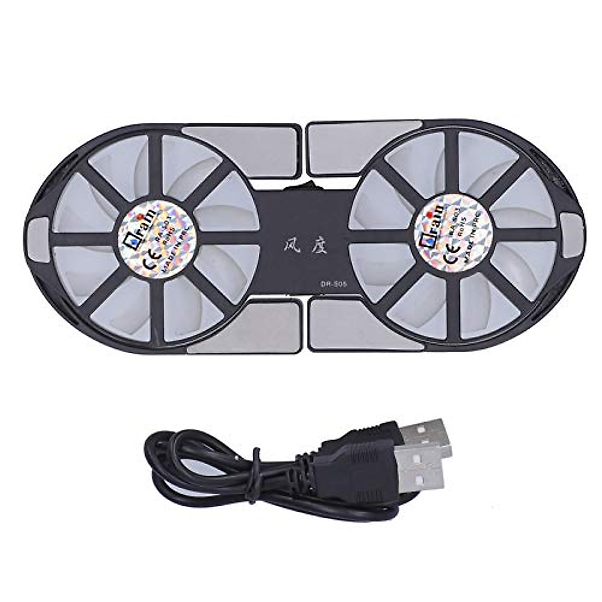 Laptop Cooler Cooling Pad,Portable USB Powered,4Color Laptop Cooling Pad,Foldable Notebook Cooler DualFan,Large Air Volume Radiator Heat Sink,with Blue LED Light(Black)