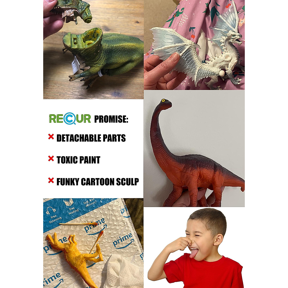 RECUR 13" Brachiosaurus Dinosaur Toys Jurassic Figure Toy for Kids World Safe Odorless Hand-Painted Figurines Realistic Design Replica Collectors Gift Ages 3 +