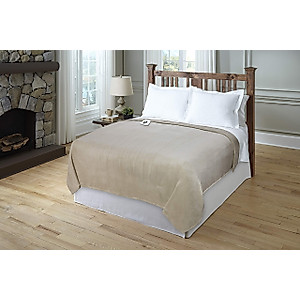Serta | Super Soft Microplush Electric Warming Blanket with 5 Heat Settings, Auto-Shut Off & Overheat Protection, Queen, Sand