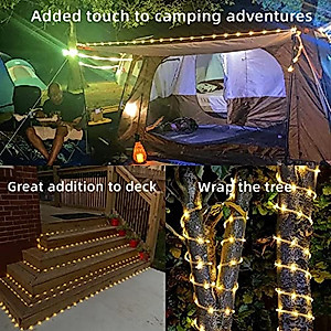 YEGUO Solar Rope Lights Outdoor Waterproof LED, 66ft 200 LED String Lights Outdoor, Clear PVC Tube Warm White Fairy Lights for Tree Deck Railing Patio Fence Balcony Porch Pool Path Yard Garden Camping