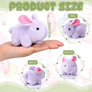 Sratte 16 Pcs Easter Bunny Stuffed Animal Bulk 4.7 Inch Small Plush Rabbit Keychains Detachable Bunny Party Favors Plushies Gifts for Birthday Baby Shower Easter Basket Stuffers Decorations
