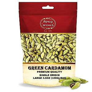 Spicy World Green Cardamom Pods 3.5 Oz - As Seen on Tik Tok - Premium Quality Whole Green Cardamom Pods | Vegan | Large | Aromatic Cardamon