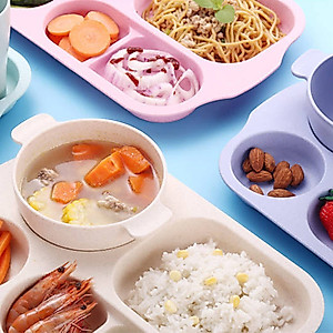 Cheeren 8 Pack Plastic Divided Plates Set for Kids Adults, Sectioned Meal Camping Dishes for BBQ, Microwave & Dishwasher Safe