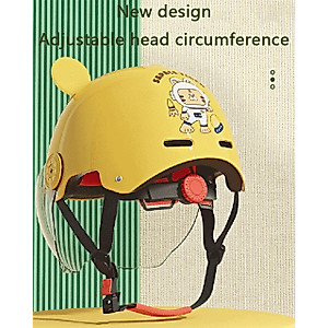 Children's Cat Ears Motorcycle Half Helmet, Retro Electric Open Face Scooter Helmet with Visor DOT Approved Anti-Collision Bike Moped Cruiser ATV Street Helmet for Youth Kids -C