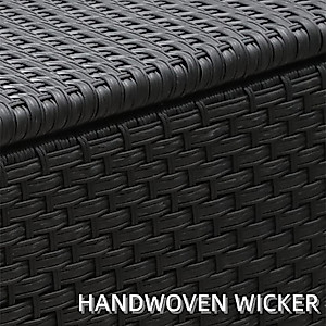 Green4ever Outdoor Deck Storage Box, Waterproof Outside Patio Rattan Wicker Storage Bin Container with Liner, Large Box for Cushions, Pool Toys and Garden Tools