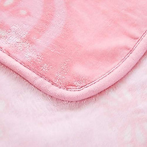 HOLY HOME Pink Flowers and Butterfly Flannel Fleece Toddler Throw Blanket,39"x55" Cartoon Cat
