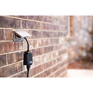 Enbrighten Z-Wave Plus Smart Outdoor Switch, 1-Outlet Plug-In (2nd Gen.), Weather-Resistant, Works with Alexa, Google Assistant, for Landscape & Seasonal Lighting, ZWave Hub Required, 14298,Black