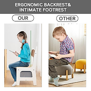 XJD Kids Table and Chair Set, 5 in 1 Toddler Desk with Storage Drawer, Wooden Activity Table with 2 in 1 Detachable Tabletop and Bookshelf, Ideal for Classroom, Home, Nursery, Playroom