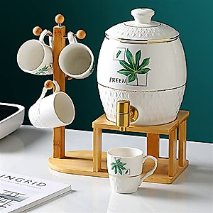 EVANEM Ceramic Cold Kettle Large Capacity Cold Kettle with Faucet Set Summer Refrigerator Tea Bucket (Color : E, Size : As the picture shows)