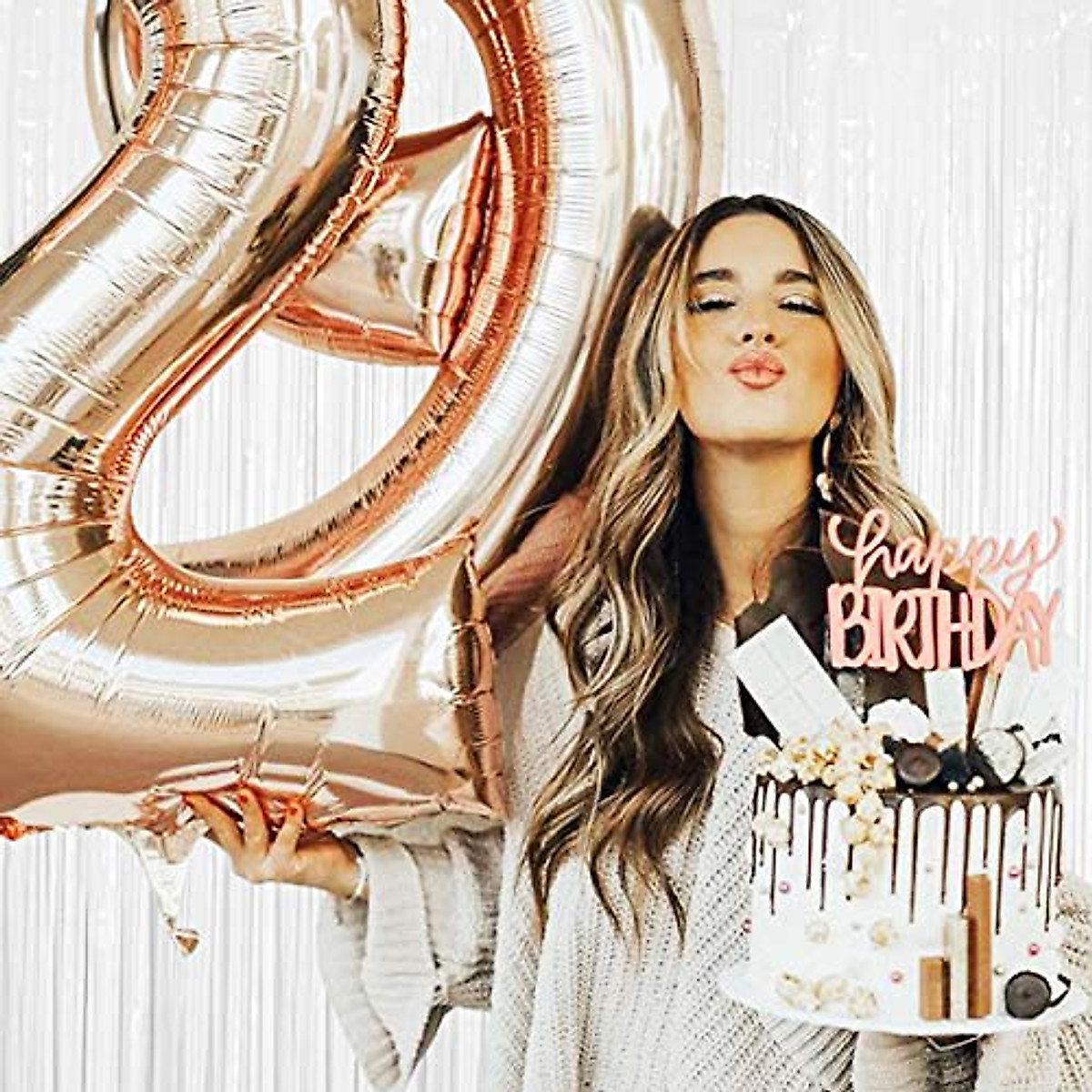 BTSD-home White Foil Fringe Curtain, Metallic Photo Booth Backdrop Tinsel Door Curtains for Wedding Birthday Bridal Shower Baby Shower Bachelorette Christmas Party Decorations(2 Pack, 6ft x 8ft)