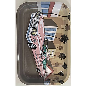Favela420- Metal Rolling Tray Smoke Pink Panther 10" x 6.7" Large - Rolling Trays Accessories - Rolling Paper Tray (Smoke Pink Panther)