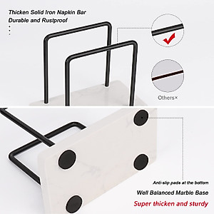 Livabber Napkin Holder, Metal Napkin Holder Modern Freestanding Tissue Paper Dispenser for Table Kitchen Countertop (Marble Base, Black)